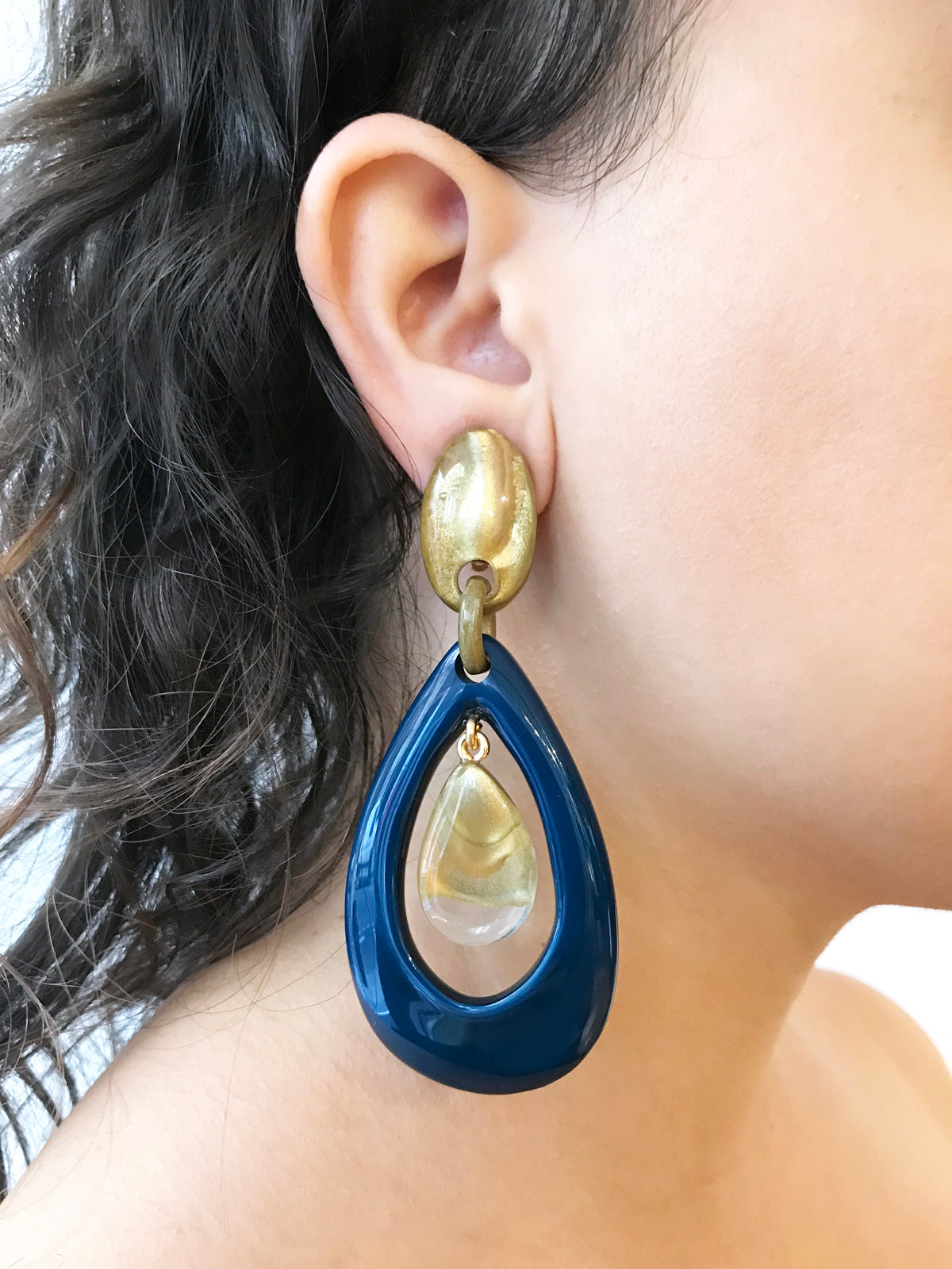 Kristen hoops in handcrafted resin color Mother-of-Pearl/Ivory ...